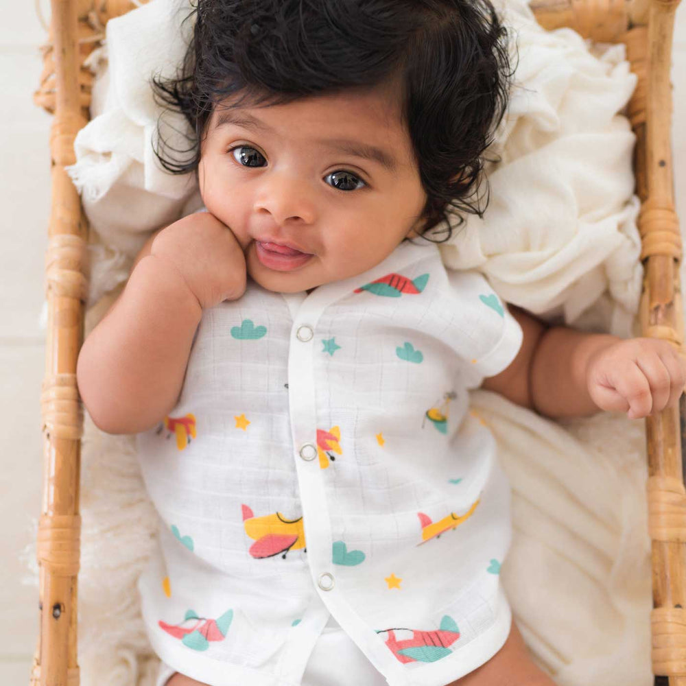 Muslin Jabla Button Type for Babies - Combo Packs