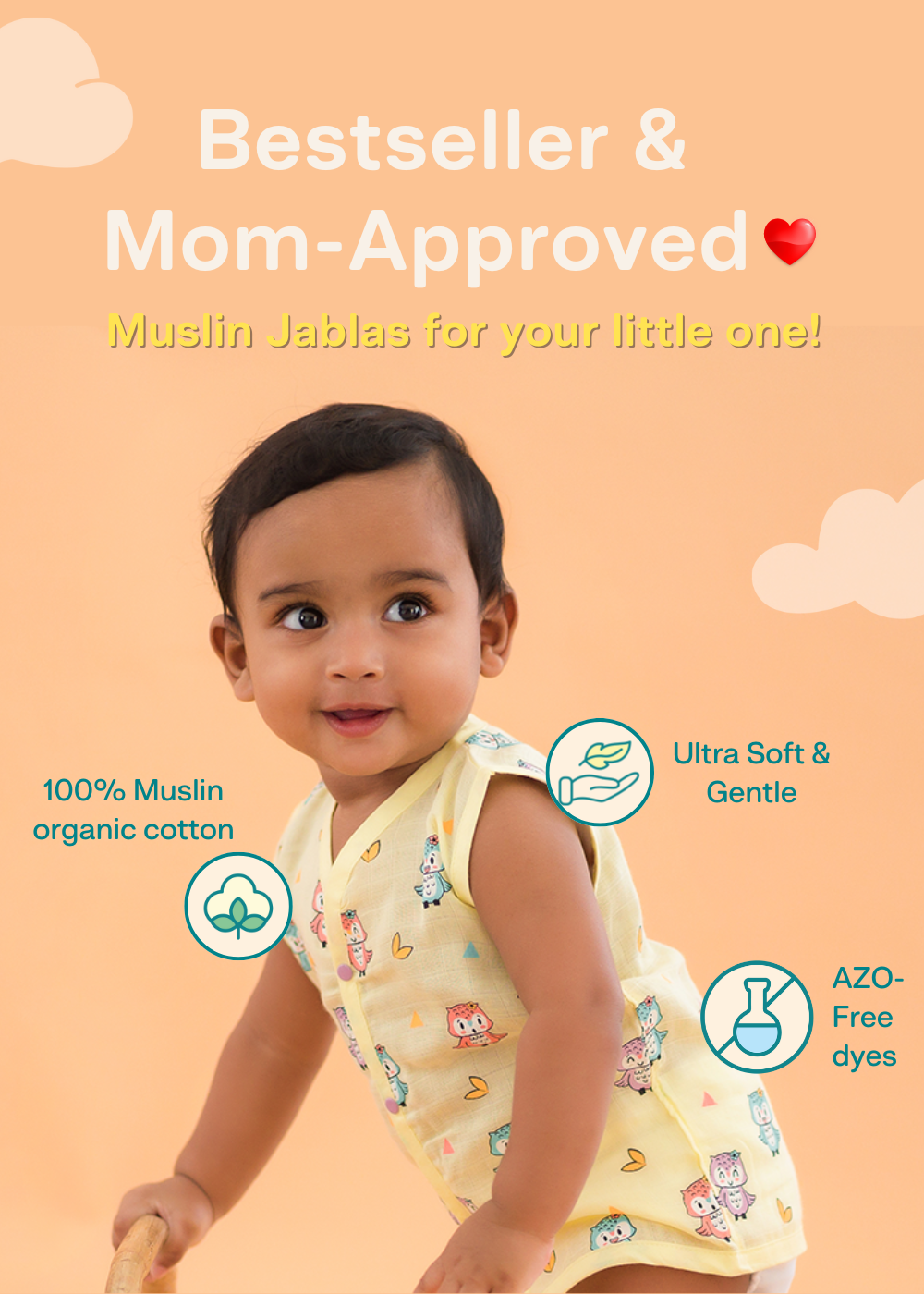 Ultra-light organic muslin jabla and nappies
